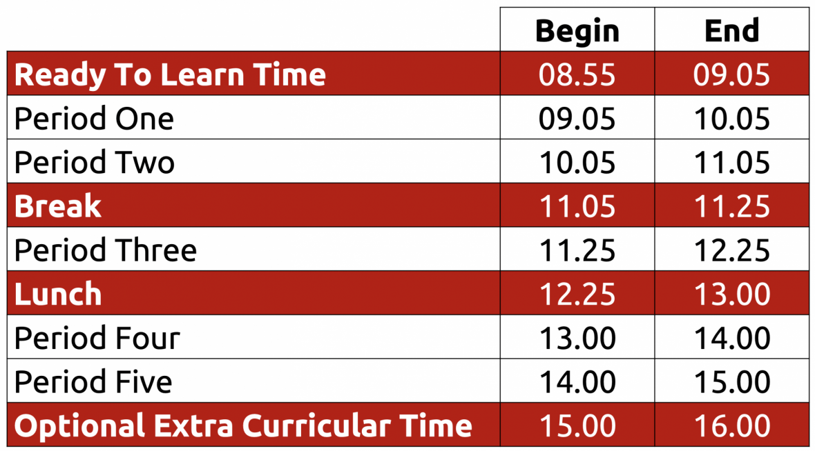 The Skipton Academy - Calendar and School day